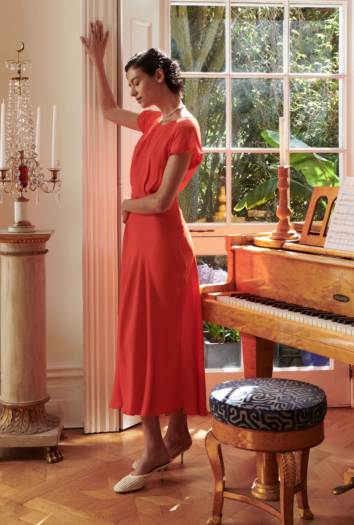 Alora Red A-Line Midi Dress | Ghost London