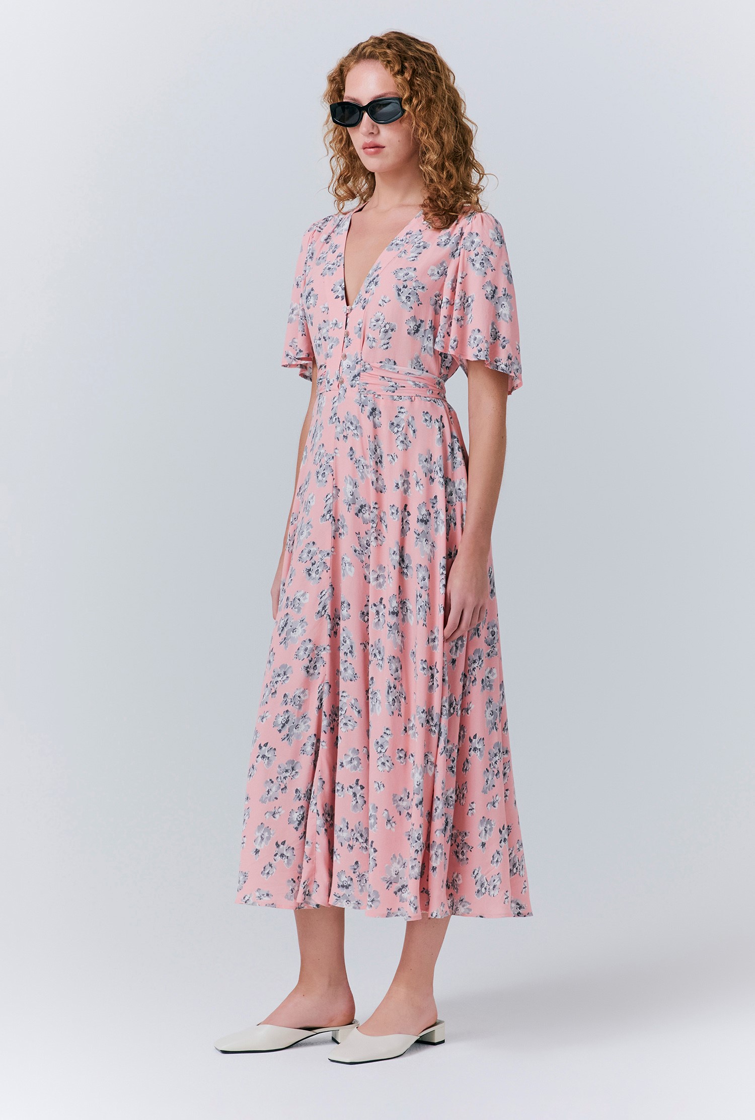 Jess Pink Floral Midi Tea Dress | Ghost London