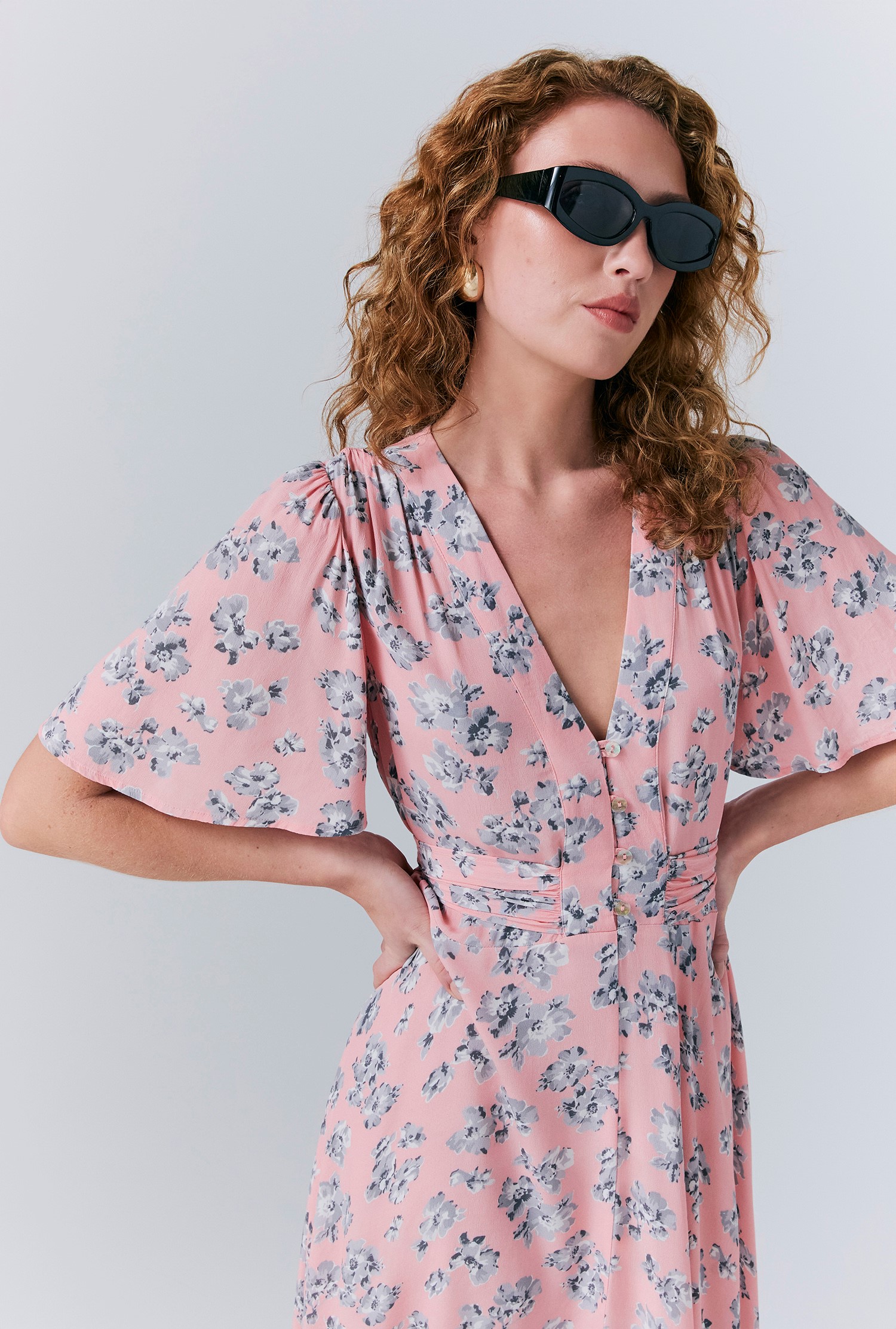 Jess Pink Floral Midi Tea Dress | Ghost London
