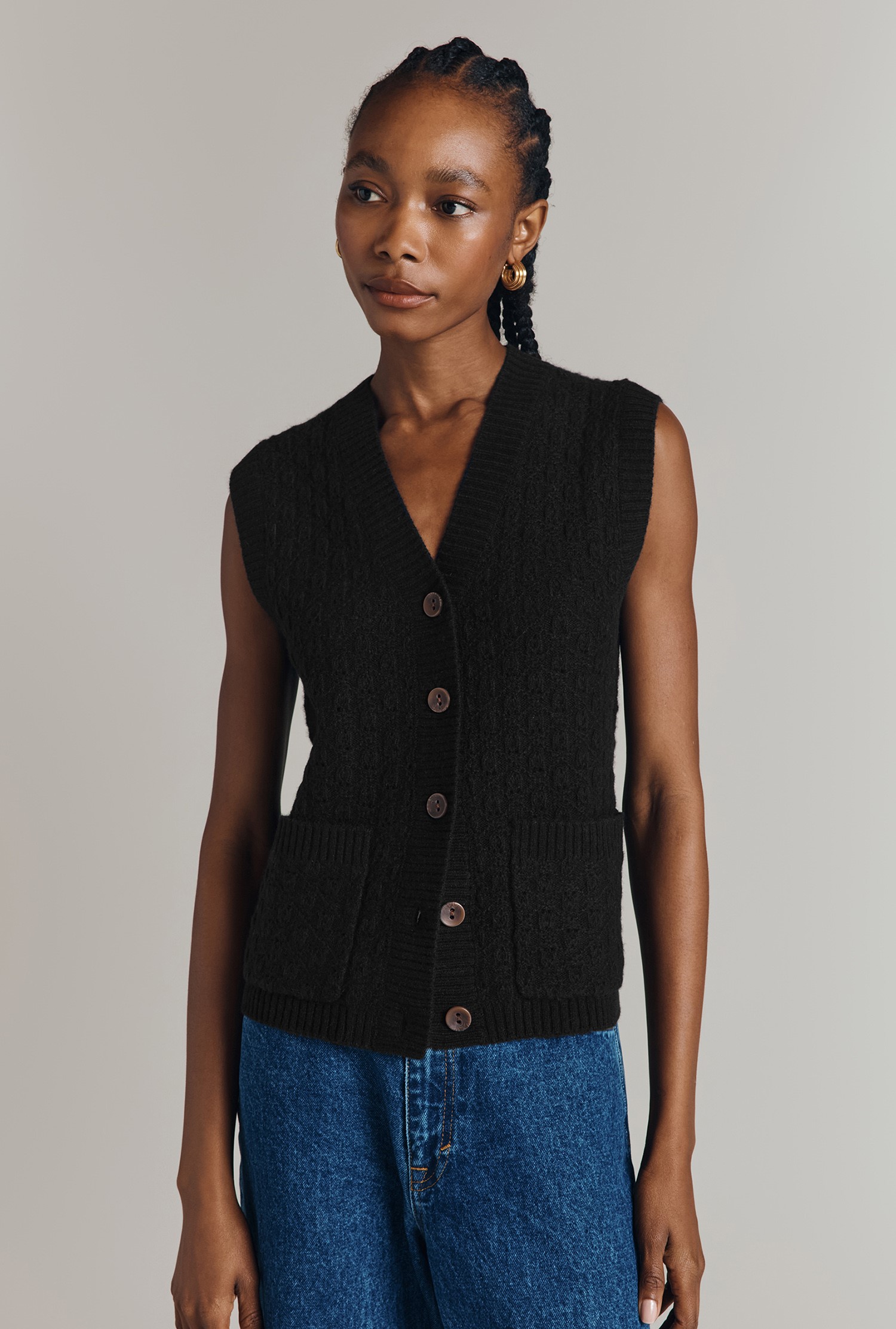 Brettia Sleeveless Knitted Waistcoat Ghost London